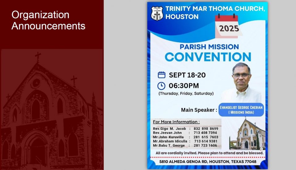 Parish Mission Convention 2025 – Trinity Marthoma Church, Houston